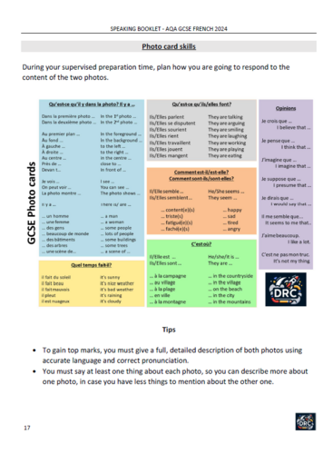 2024 AQA GCSE French - SPEAKING BOOKLET | Teaching Resources