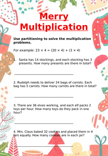 Merry Multiplication Maths Worksheet Y3 | Teaching Resources
