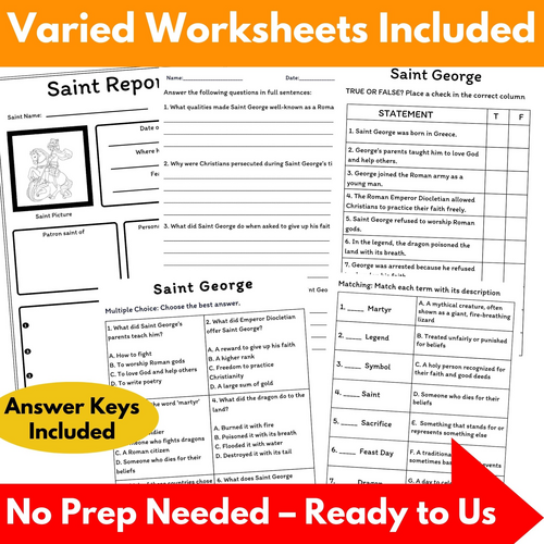 Saint George and the Dragon - Reading Comprehension, Worksheets ...