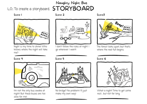 Naughty Bus Blank Storyboard Template and Example | Teaching Resources