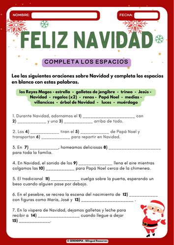 SPANISH Christmas Vocabulary Activities | Navidad Actividades ...