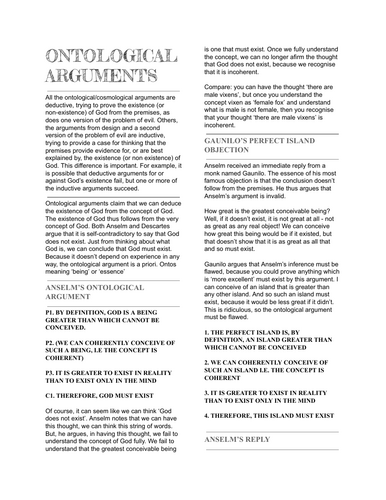 Ontological Arguments AQA Philosophy A Level | Teaching Resources