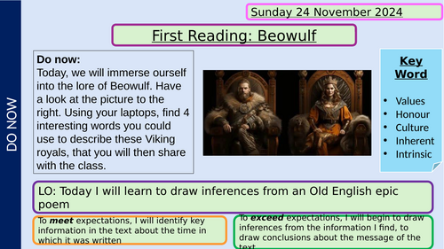 Beowulf (Y7-8): 14 Lesson SOW | Teaching Resources