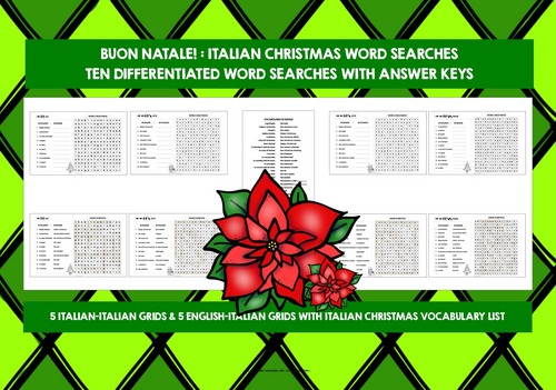 ITALIAN CHRISTMAS WORD SEARCHES #1 | Teaching Resources