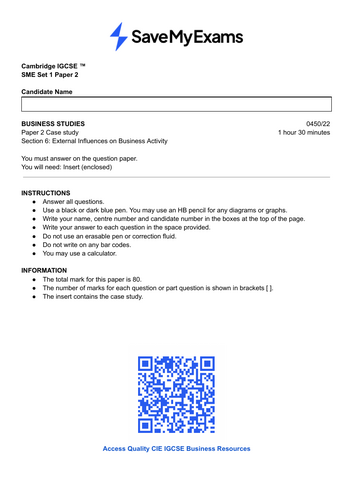 *FREE* CIE IGCSE Business Understanding Business Activity: End of Topic ...