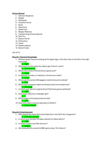 Staff Party Quiz Pack 24 | Teaching Resources