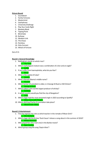 Staff Party Quiz Pack 28 | Teaching Resources