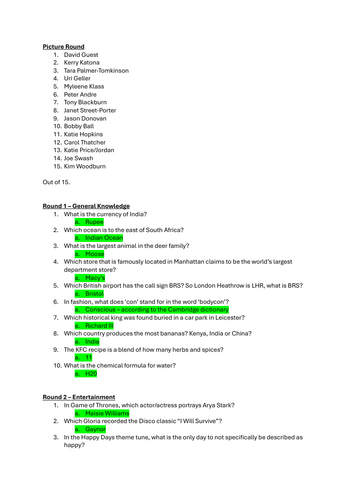 Staff Party Quiz Pack 51 | Teaching Resources