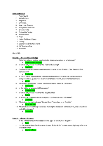 Staff Party Quiz Pack 55 | Teaching Resources