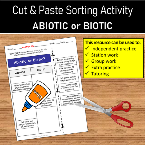 Abiotic or Biotic Factors | Cut and Paste Sorting Activity | Teaching ... Abiotic or Biotic Factors | Cut and Paste Sorting Activity | Teaching ...