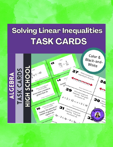Solving Linear Inequalities Task Cards | Teaching Resources Solving Linear Inequalities Task Cards | Teaching Resources