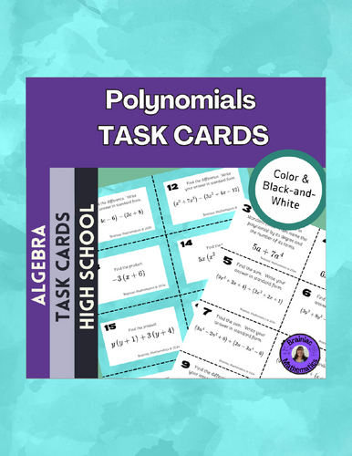 Polynomials Task Cards | Teaching Resources Polynomials Task Cards | Teaching Resources