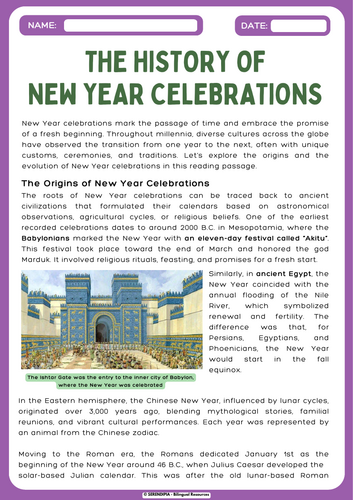 New Year's Day and its Traditions | READING + WRITING PROMPTS | No-Prep ...