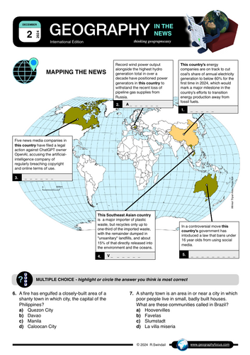 GEOGRAPHY IN THE NEWS weekly quiz - 2 December 2025 | Teaching Resources