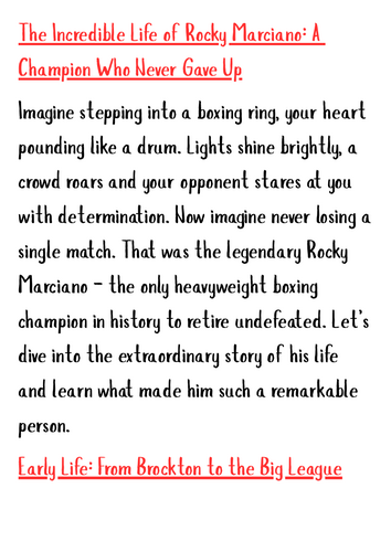 Punch for Punch: Rocky Marciano’s Story, Complete with Question ...