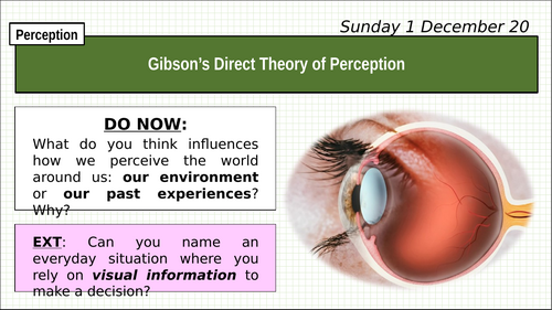 AQA GCSE Psychology: GIBSON'S DIRECT THEORY OF PERCEPTION [Perception ...