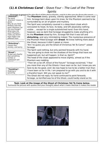 A Christmas Carol LA Extract Booklet (STAVE 4) | Teaching Resources
