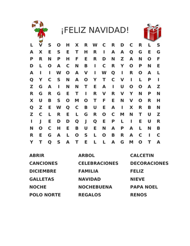 Spanish Christmas lesson with wordsearches, quiz, videos and colouring ...
