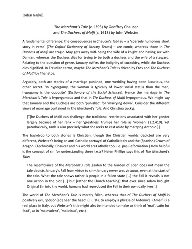 Drama and poetry (pre-1900): ‘The Merchant’s Tale’ and ‘The Duchess of ...