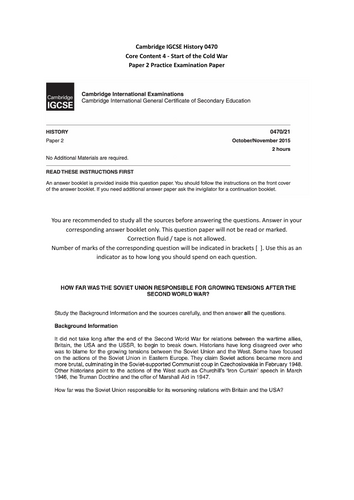 Full IGCSE History Core Content 4 Teaching Pack | Teaching Resources