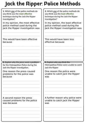 Jack the Ripper - Police Methods | Teaching Resources