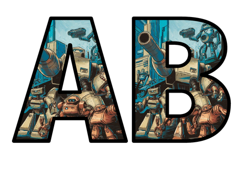 Robots War NEW Lettering FULL Set Instant Display Title Whole Alphabet ...
