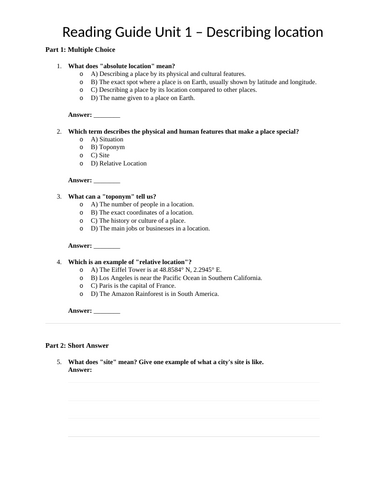 AP Humangeography Unit 1 PPT + Worksheets + Test | Teaching Resources