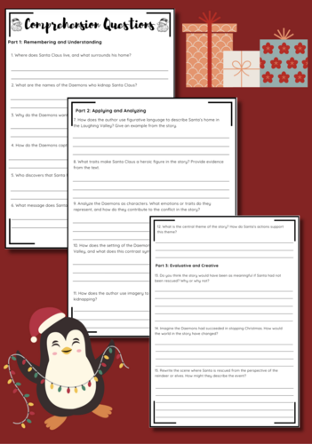 A Kidnapped Santa Claus Scaffolded Reading Comprehension Christmas ...