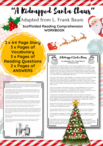 A Kidnapped Santa Claus Scaffolded Reading Comprehension Christmas ...