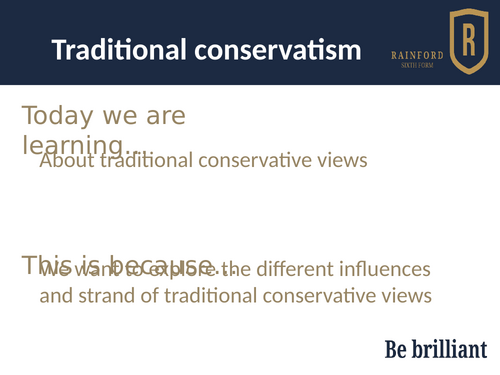 AQA Politics 7152/3 - traditional conservatism | Teaching Resources