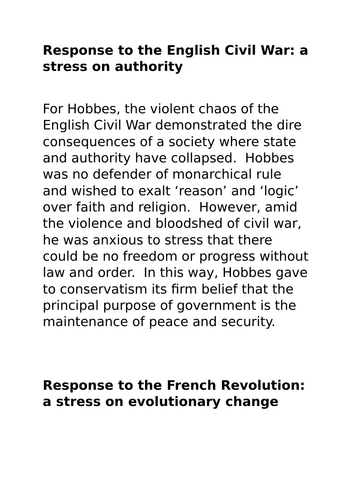 AQA Politics 7152/3 - traditional conservatism | Teaching Resources