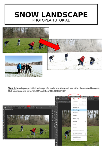 Snowy christmas scene PHOTOPEA worksheet | Teaching Resources