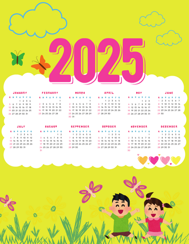 Cute daily planner kids calendar 2025,calendar year with holidays ...