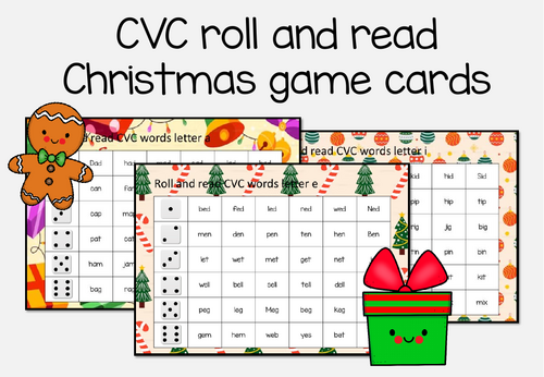 Christmas CVC Roll & Read games | Teaching Resources