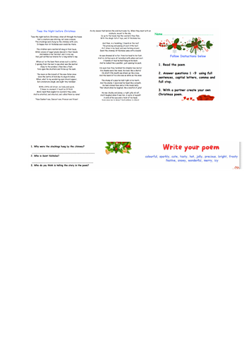 Christmas Activity - The Night Before Christmas - Dyslexia Friendly ...