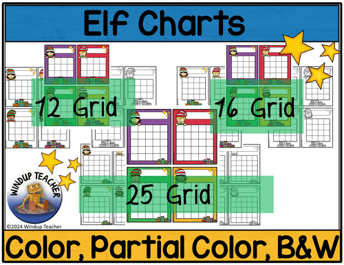Elf Sticker Reward Charts Printable - Christmas - 12 16 25 Boxes, Color ...
