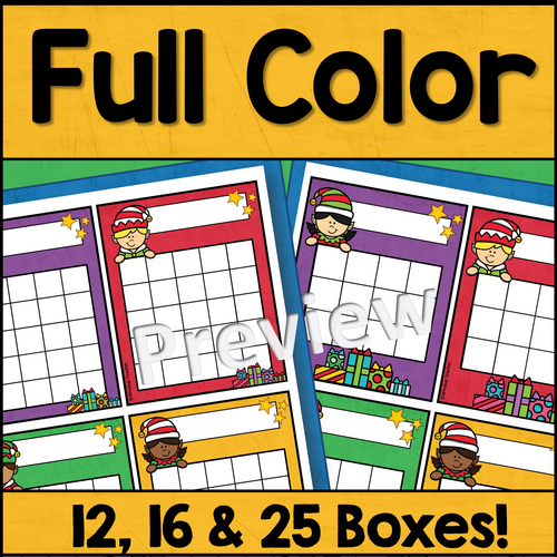 Elf Sticker Reward Charts Printable - Christmas - 12 16 25 Boxes, Color ...