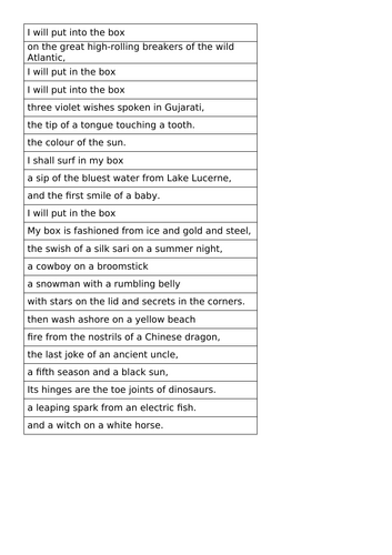 The Magic Box Poem by Kit Wright sequence of lessons KS2 reluctant ...