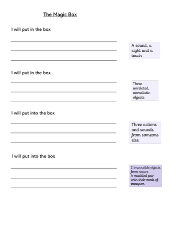 The Magic Box Poem by Kit Wright sequence of lessons KS2 reluctant ...