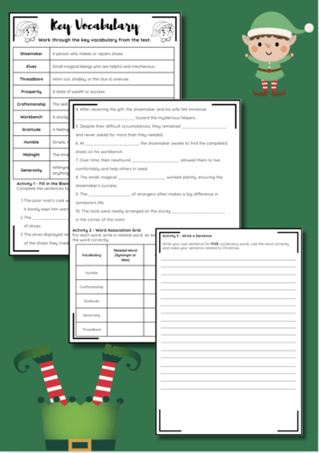 The Elves and the Shoemaker Christmas Scaffolded Reading Comprehension ...