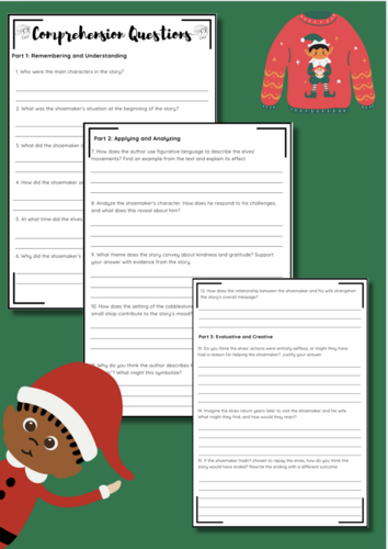 The Elves and the Shoemaker Christmas Scaffolded Reading Comprehension ...