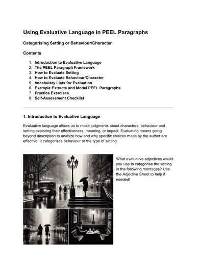GCSE, English Language: Using Evaluative Language in PEEL Paragraphs ...