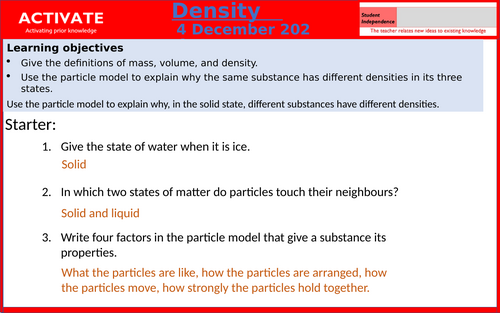 1.3 Density KS3 | Teaching Resources