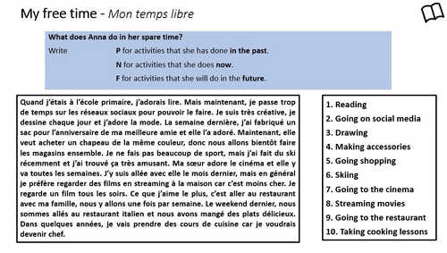 Topic 4- Free-time Activities- French GCSE | Teaching Resources