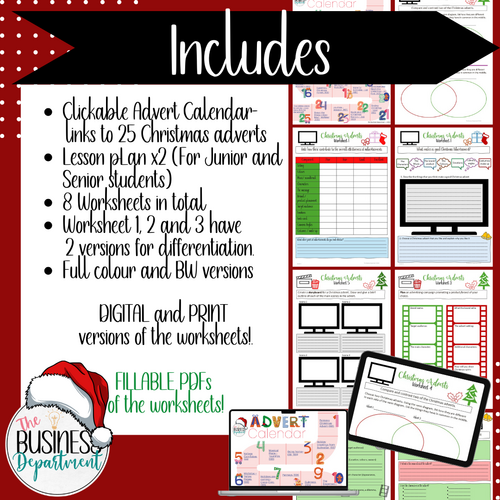 Christmas Adverts 2024 | Advert Calendar | 8 Worksheets | 2 Lesson ...