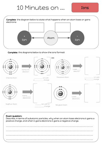 10 Minute task - Ions | Teaching Resources