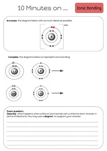 10 Minute task - Ionic Bonding | Teaching Resources