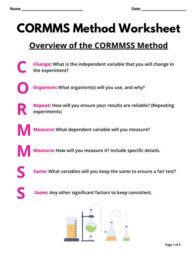CORMMSS Method Worksheet with Answer Key for GCSE Biology | Teaching ...