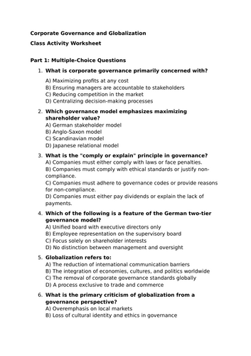 Organisation Management - Lesson 25 Corporate Governance (CG) and ...