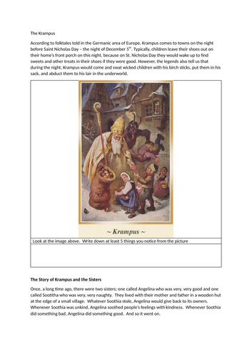English KS3 / KS2 Traditional Christmas Fairy Tale The Krampus ...